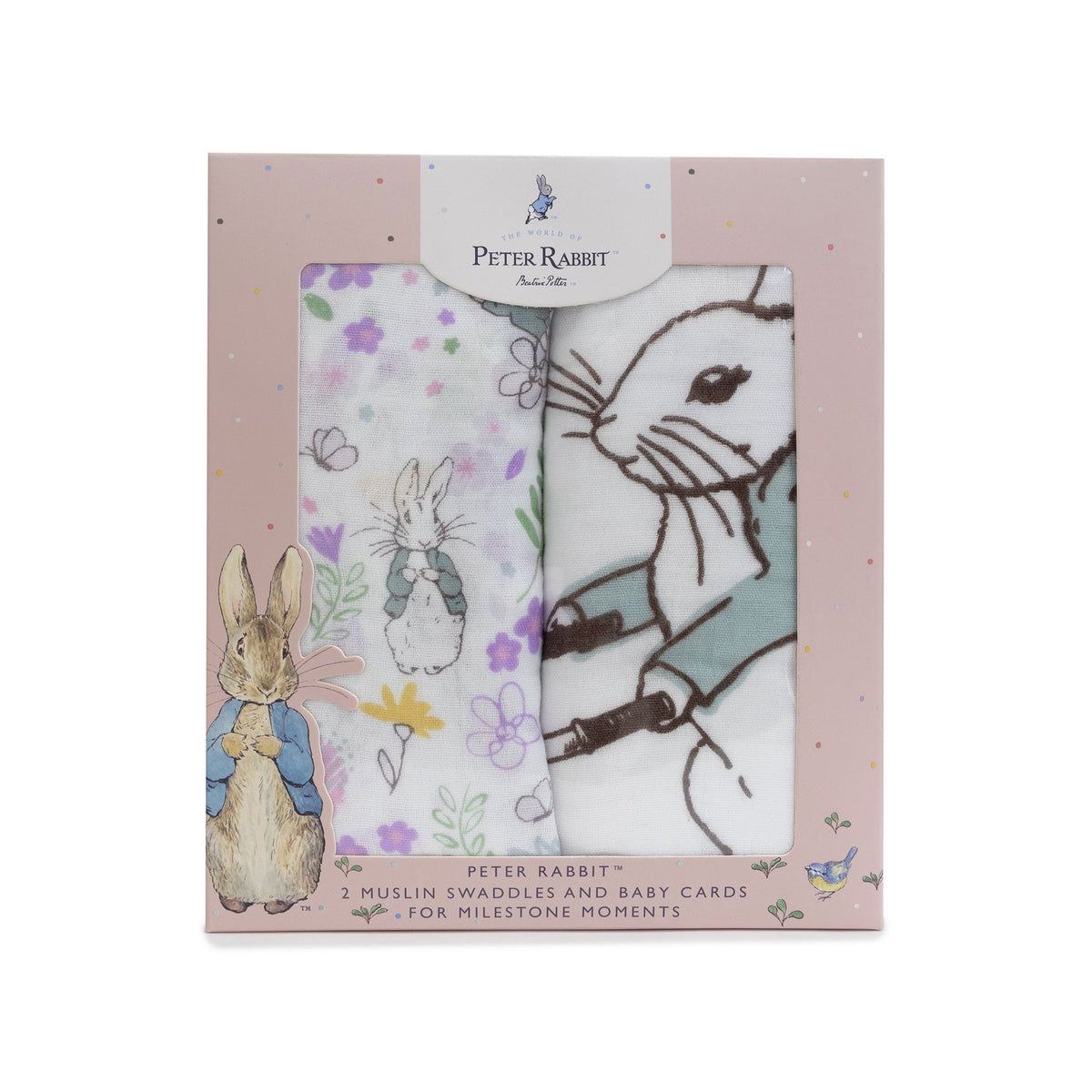 Peter Rabbit 'New Adventure' 2PK Muslin Wraps & Milestone Cards Set ...