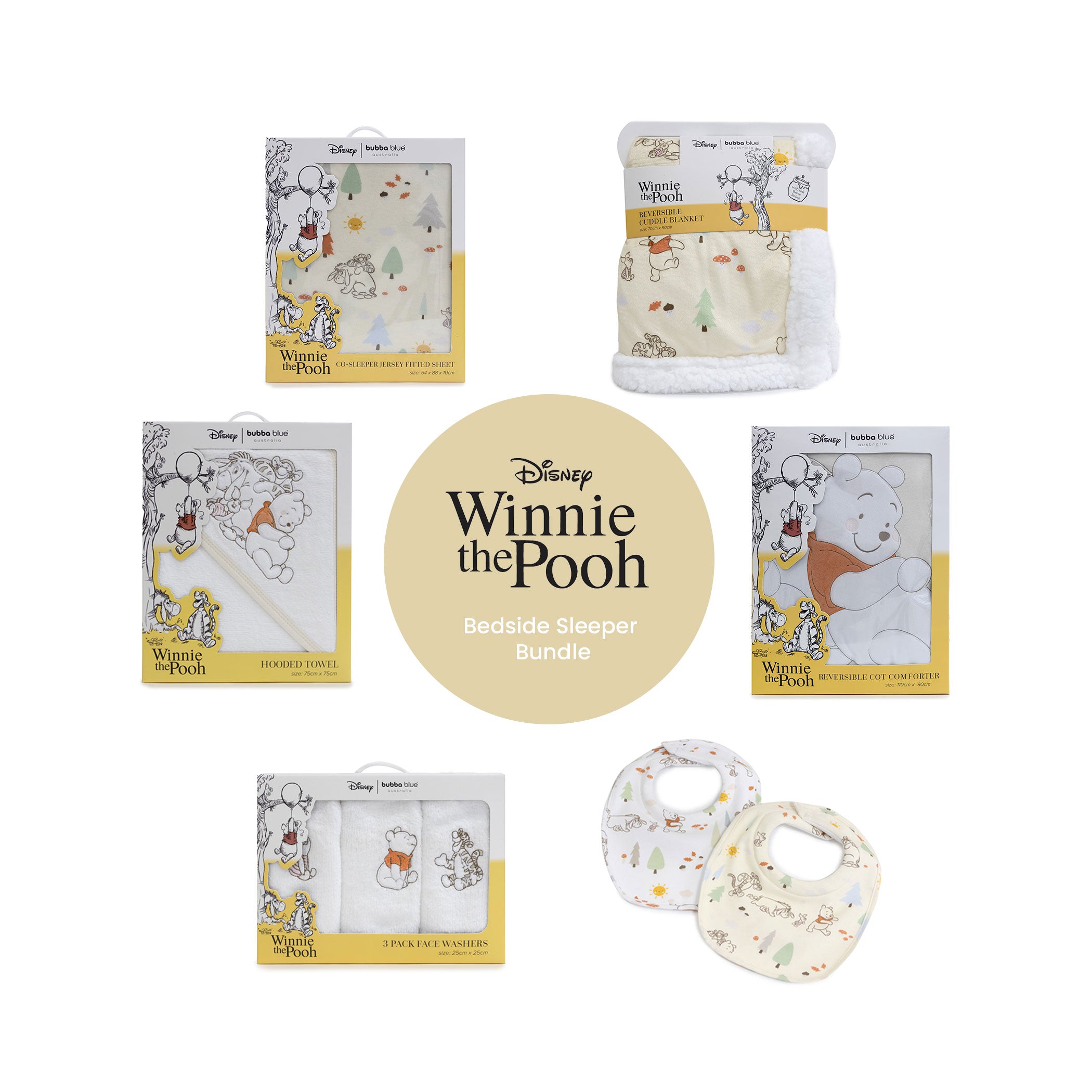 Disney Winnie the Pooh Co Sleeper/Bedside Sleeper Bundle – Bubba Blue ...